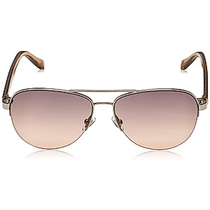 Fossil Women's FOS3062s Aviator Sunglasses, Ruthenium Nude, 57 mm