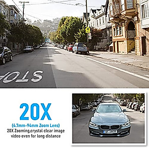 JideTech 5MP PTZ Camera Outdoor, 20X Optical Zoom Smart WiFi IP Camera with 360° Rotate,1000ft View Distance,SDM Array IR Night Vision,Auto-Tracking Detection Alarm,2-Way Audio,IP66 Waterproof