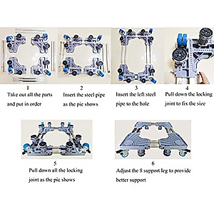 Mornteko Plant Caddy with Wheels Ajustable Universal Mobile Base with 4 Locking Double Wheels and 8 Strong Feet for Large Plants Refrigerator Washer Dryer Washing Machine