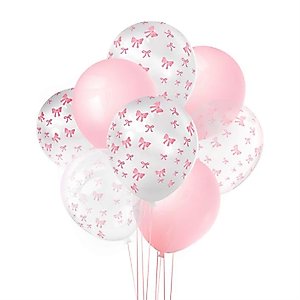 30 pcs 12" Pink Latex Bow Balloons, Bachelorette Decorations, Bow Theme Birthday Party, Bridal Engagement Decor, Coquette Birthday Decorations