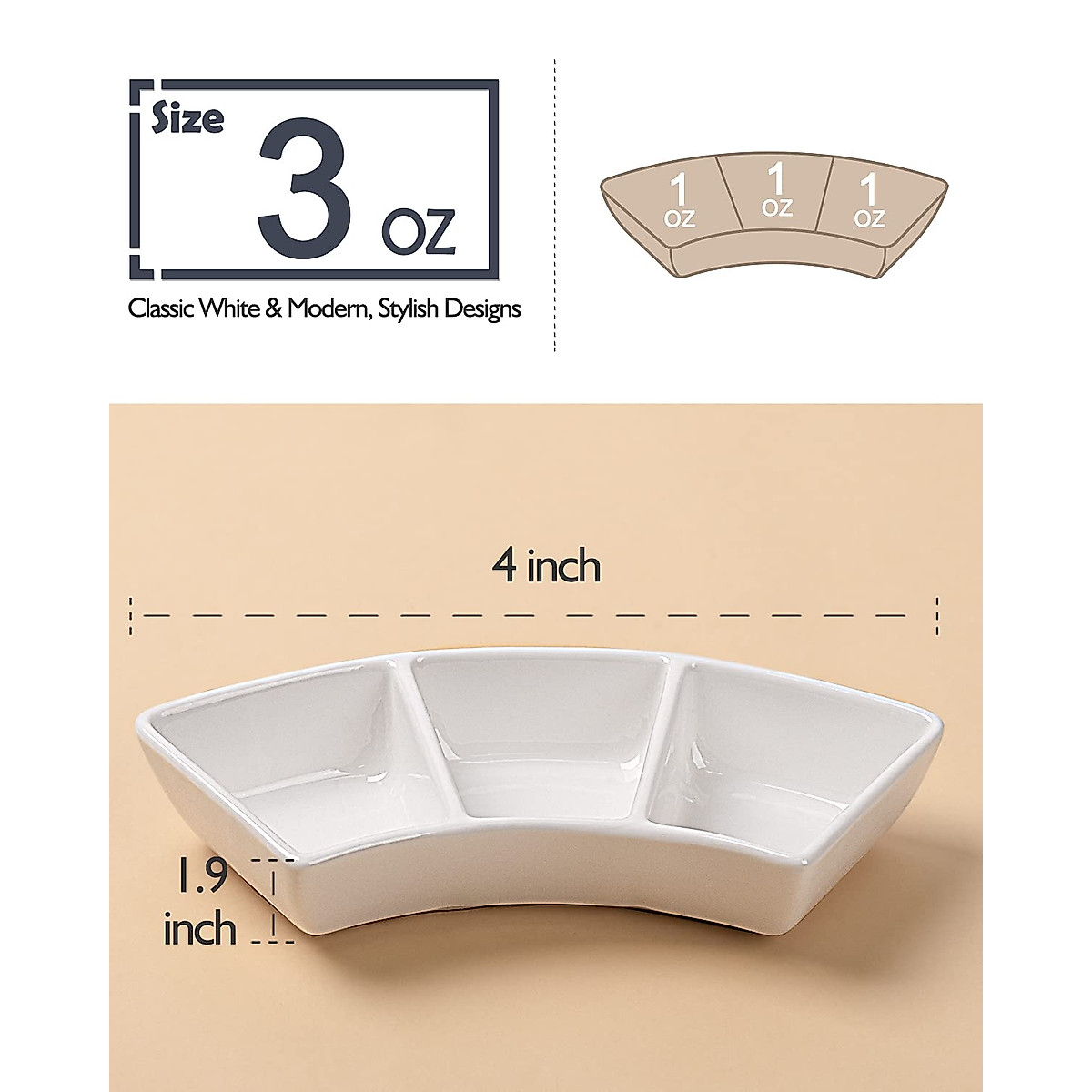 DELLING 3 Oz Dipping Bowls & 16 Inch Serving Platter Set