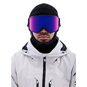 Anon M4S Goggles (Cylindrical) + Bonus Lens + MFI Face Mask, Frame: Black, Lens: Perceive Sunny Red