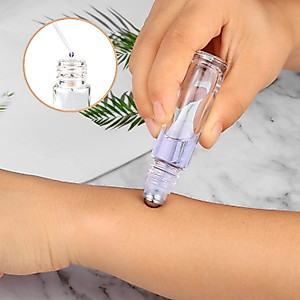 Clear Refillable Glass Empty Roll on Bottles Roller Bottle,10ml Bamboo Roll On Bottle For Essential Oils Perfume Sample Bottles With Stainless Steel Roller Ball &Bamboo Cap,12pcs