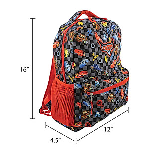 Disney Cars Boy's Girl's 16 Inch School Backpack Bag Lightning McQueen Mater (One Size, Black/Red)