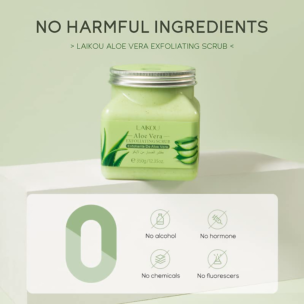 AKARY Organic Aloe Vera Exfoliating Scrub, Ultra Hydrating and Exfoliating Scrub for Nourishing Essential Body Care Moisturize, Helps with Acne, Cellulite, Dead Skin Scars, 12.35oz