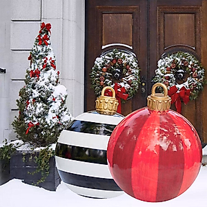 24 Inch Inflatable Christmas Ball Giant PVC Christmas Ball Ornaments Outdoor Large Xmas Christmas Blow up Yard Decorations for Outside Holiday Lawn Porch Decor (G)