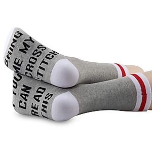 JXGZSO 2 Pairs Can Read This Bring Me My Cross Stitch Socks (Cross Stitch)