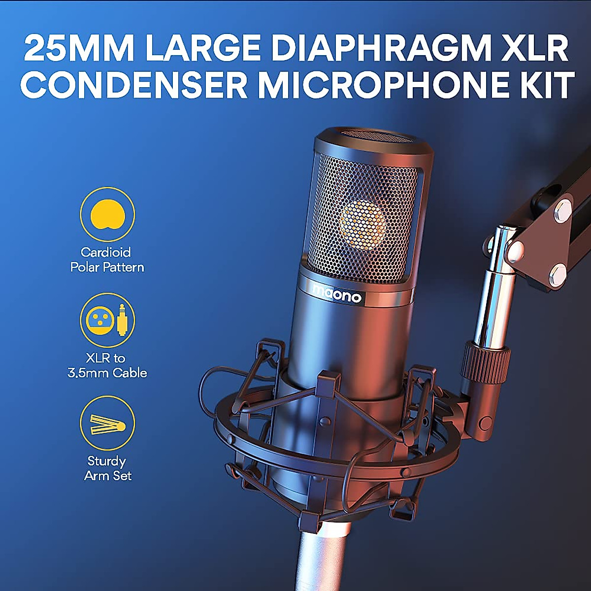 MAONO Podcast Equipment Bundle Audio mixer All-in-One Podcast Production Studio with 3.5mm Microphone for Live Streaming, Podcast Recording, PC, Smartphone, DJ MaonoCaster Lite (AU-AM200-S6 Black)