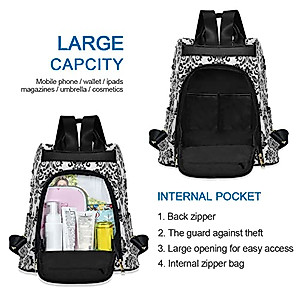 SLHFPX Floral Damask Backpack Purse For Women Anti Theft Fashion Back Pack Shoulder Bag Multipurpose Pockets