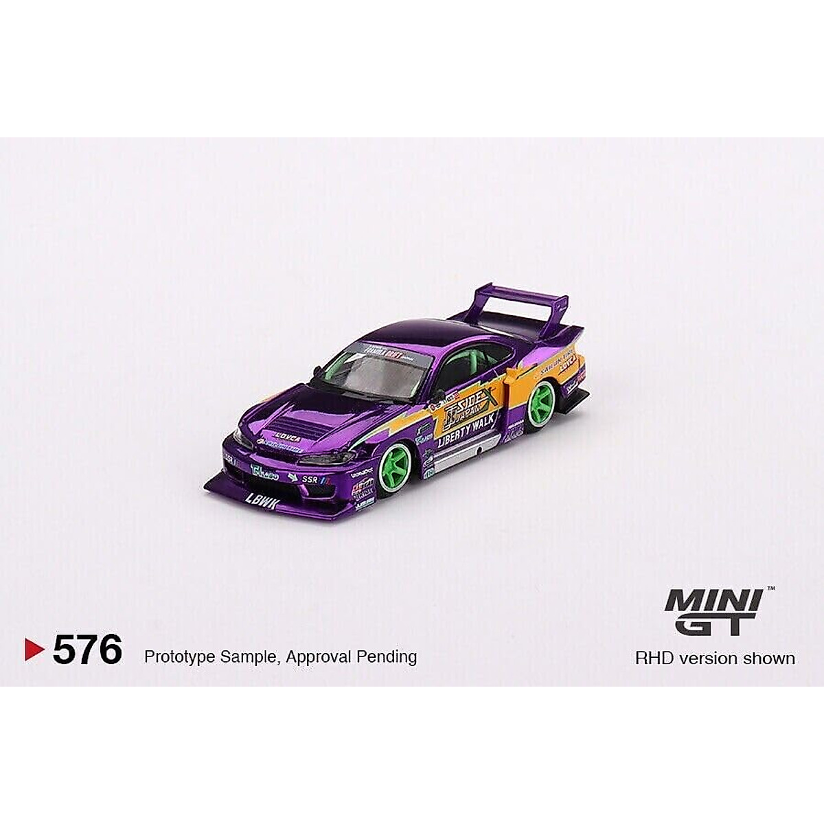 True Scale Miniatures Model Car Compatible with Nissan S15 Silvia LB-Super Silhouette #555 2022 Formula Drift Japan (Chrome Purple) Limited Edition 1/64 Diecast Model Car MGT00576