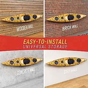AA Products Inc. Kayak Wall Mount Storage Rack Storage Hanger Foldable Hooks Hanging Wall Frame for Kayaks, Paddleboard and Canoe, Set of 2