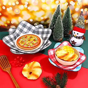 Microwave Bowl Holders Plaid Bowl Holders Hot Bowl Holder Safe Microwave Plate Holder Heat Resistant Bowl Holder for Rice Soup Pasta Bowls (Red, Blue, Green, Yellow, Gray,6 Pieces)