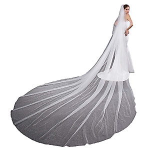 EllieHouse Women's 2 Tier Simple Ivory Wedding Bridal Veil With Metal Comb L11IV