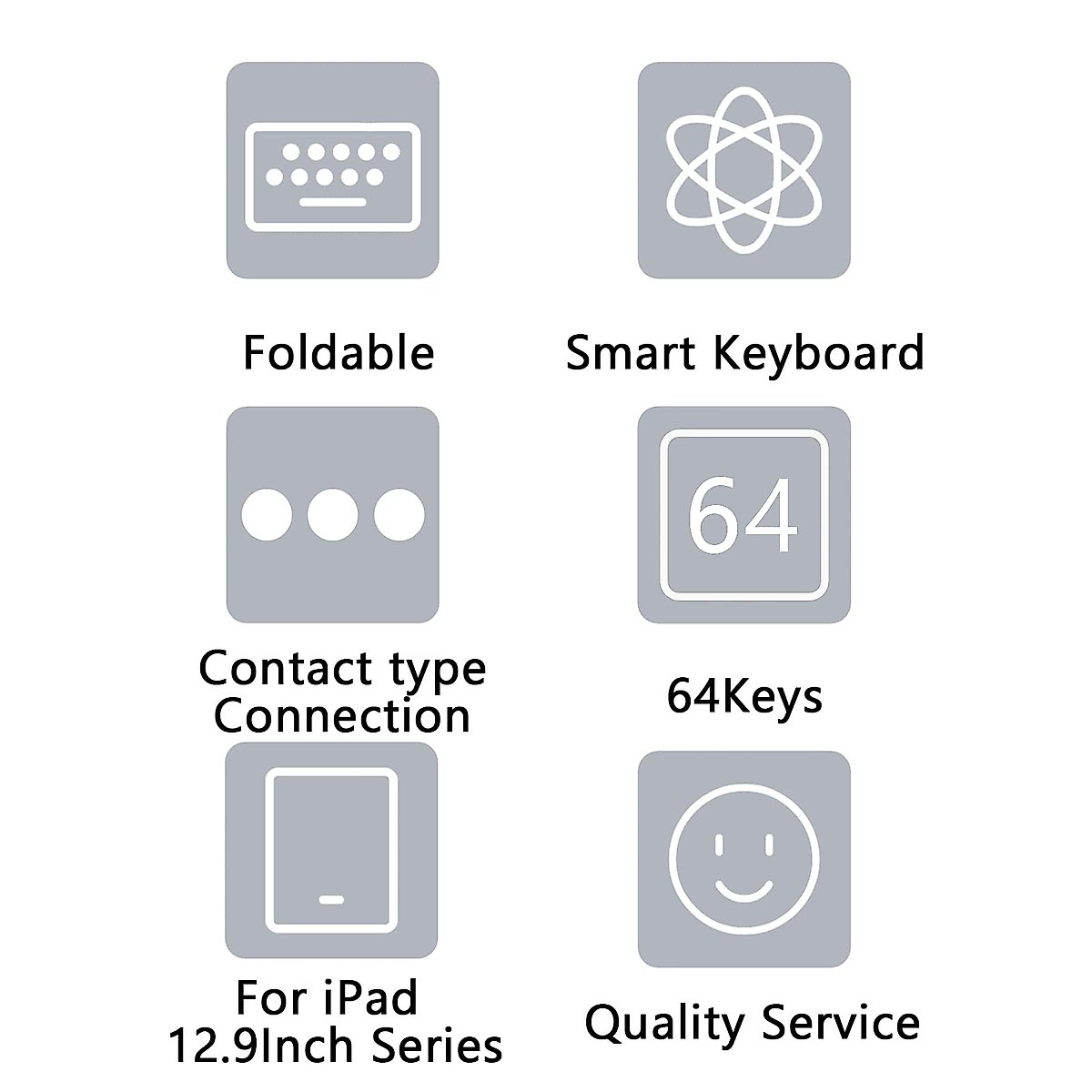Smart Keyboard for Ipad pro, 12.9in Portable Tablet Intelligent Carrying Foldable Ultra-Slim Keyboard with 64 Keys for Ipad Pro 2nd Generation & 1st Generation