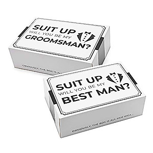 Pop Fizz Designs Groomsmen Box {10 pack} Groomsman Gift I Groomsmen Proposal Box | Groomsmen Gift Box Set | Will You Be My Groomsman? | Will You be My Best Man? | Tuxedo Style