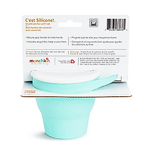 Munchkin® C’est Silicone! Collapsible Snack Catcher with Lid, Mint - Toddler Food Cup