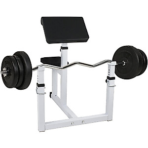 BBBuy Adjustable Arm Preacher Curl Bench Bicep Strengh Bench Seated Strenghthen Training Isolated Barbell Dumbell Biceps Station for Home Gym
