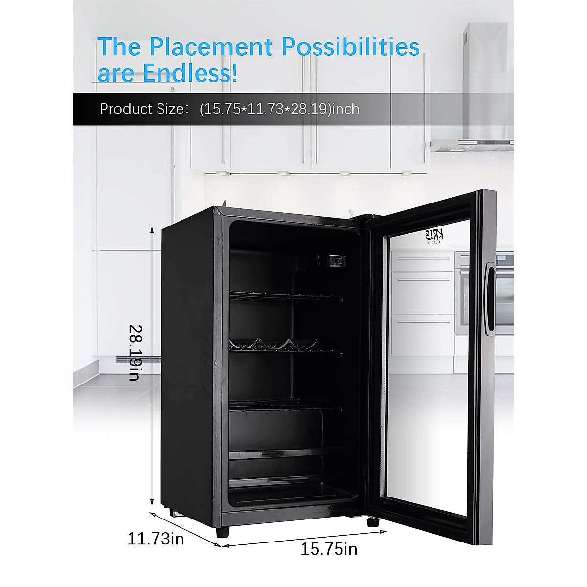 KRIB BLING Beverage Refrigerator and Cooler, 120 Cans Mini Refrigerator for Soda, Water, Beer, Wine, Small Drink Dispenser Machine for Home, Dorm, Office with Adjustable Wire Shelving