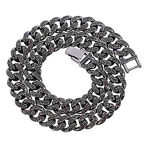 rongji jewelry Cuban Link Necklace for Men - Hip Hop Necklace Iced Out with Bling Rhinestones, Fashion Accessory for Hip Hop Lovers