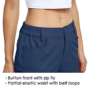 Willit Women's Shorts Hiking Cargo Golf Shorts Outdoor Summer Stretch Shorts with Pockets Water Resistant Navy Blue M