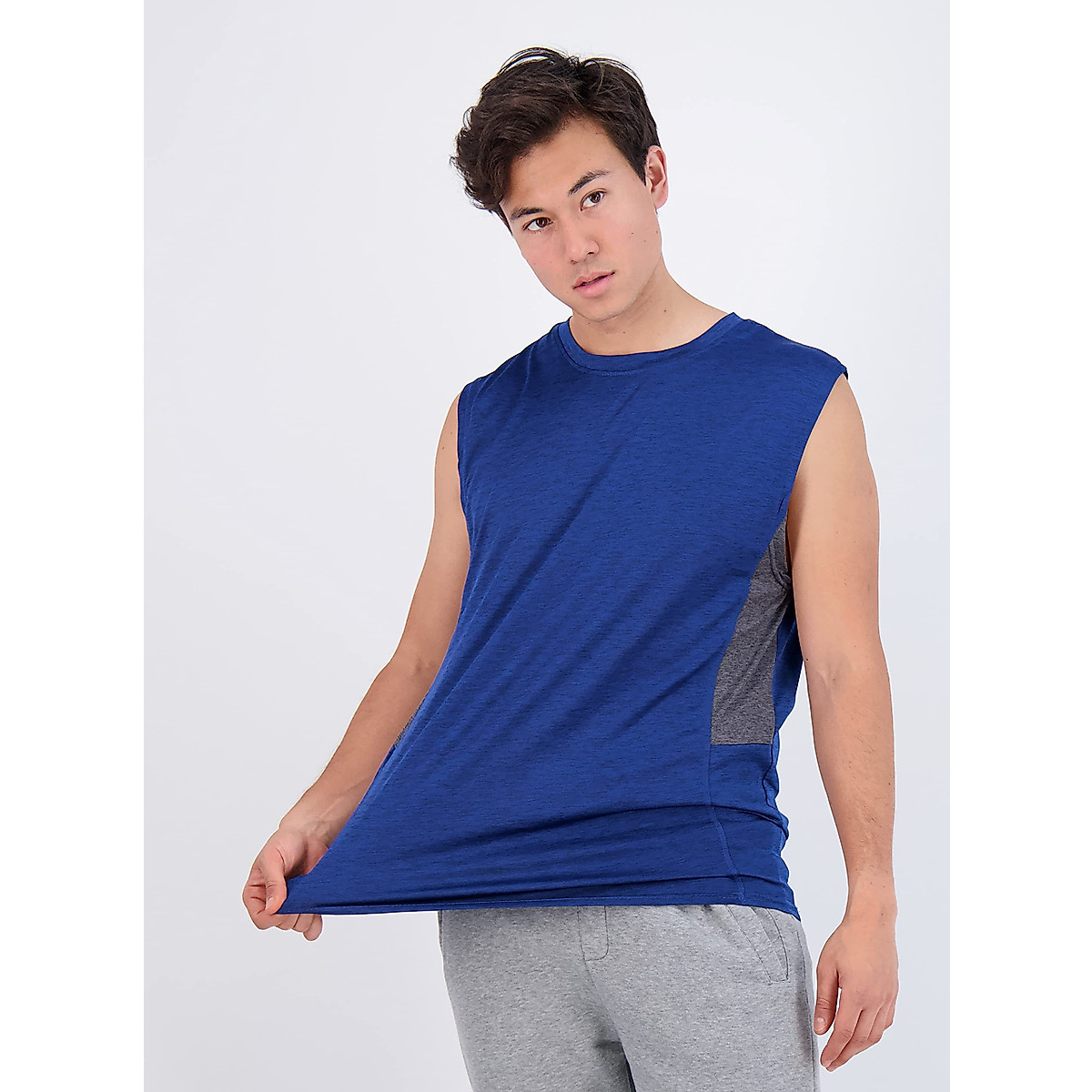 Real Essentials Men's Dry Fit Jersey Sleeveless Tank Top Muscle Yoga Active Men Basketball Beach Gym Workout Running Fitness Athletic Gym Bodybuilding Undershirt Tee T-Shirt, Set 5, M, Pack of 5