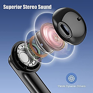 Wireless Earbuds, Bluetooth Headphones V5.3 Wireless Earphones, 48H Playtime LED Power Display & Wireless Charging Case, HiFi Stereo Bass IPX7 Waterproof Ear Buds Built-in Mic for Workout Office Black