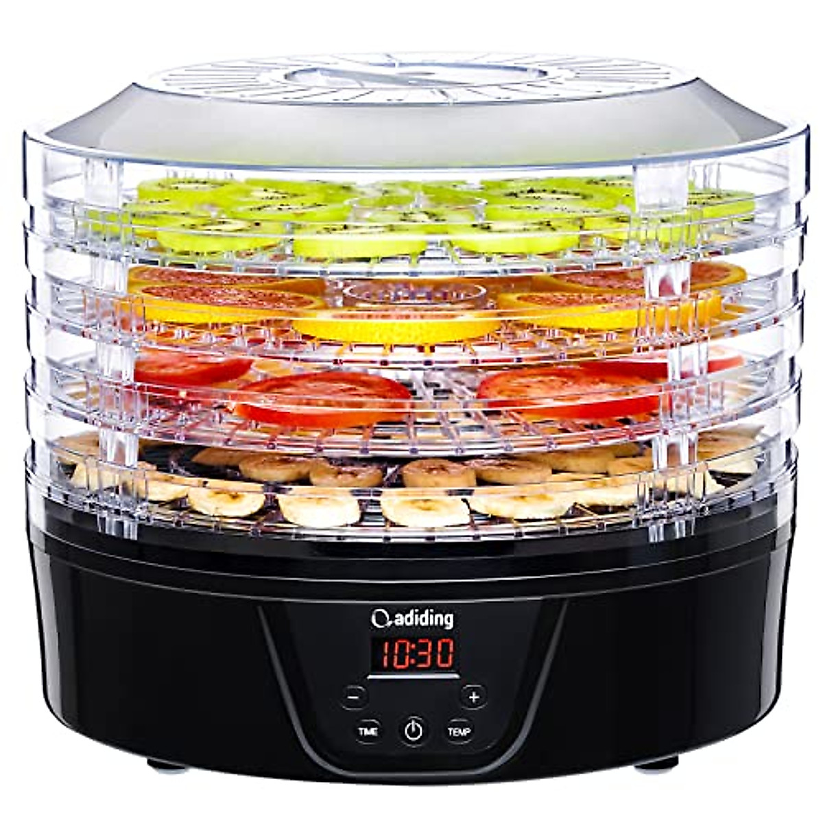 Adiding Food Dehydrator Machine, Dehydrator with 4 BPA Free Trays, Digital Timer & Temperature Control, 350W Food Dryer for Fruit Vegetable Meat Beef Jerky Herbs Pet Treats
