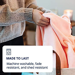 ViscoSoft Fleece All Seasons Soft & Plush Comforter, Lightweight Design - Blush Pink Throw Blanket for Sofa, Bed, Couch (Pink, Throw 50"x 60")