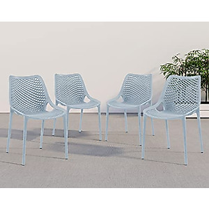 Meridian Furniture 328SkyBlue Modern | Contemporary Patio Dining Chair with Polypropylene Plastic, Weather Resisting for Indoor or Outdoor Use, Set of 4, 20" W x 24.5" D x 33" H, Sky Blue