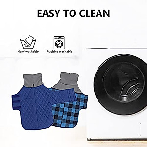 Geyecete Dachshund Coat,Dachshund Winter Coat,Warm Dachshund Coat Waterproof Windproof, High Neckine String Holes Miniature Dachshund Jacket for Small Dog-Bule-M