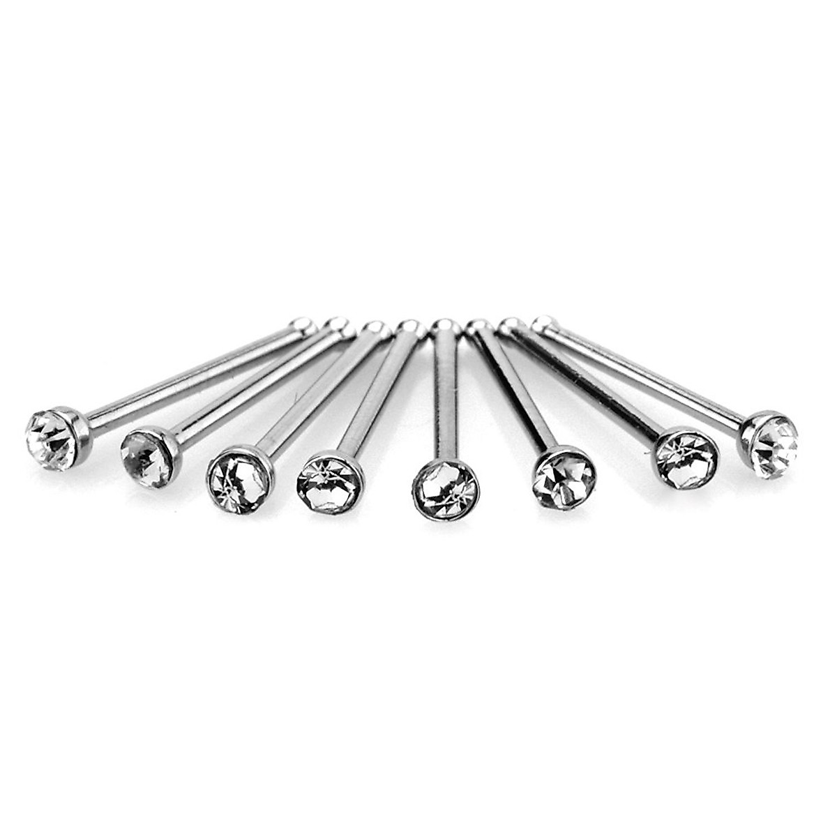 Charisma 40pcs Small Nose Studs Stainless Steel CZ Nose Piercing Jewelry Tiny Bone Studs for Women Men Hypoallergenic (2mm,Clear CZ,22G)