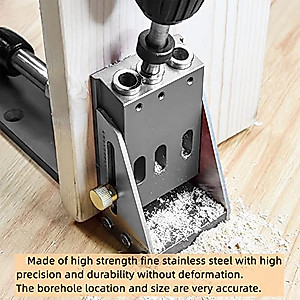 Pocket Hole Jig Kit, Pocket Screw Jig, Aluminum 3 in 1 Pocket Hole Drill Guide Jig Set, Professional Jig Kit Dowel Drill Joinery Screw Kit