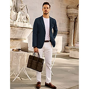 Lightweight Blazer for Men Casual Two Button Suit Jacket Performance Regular Fit Striped Lining Sport Coat Dark Blue