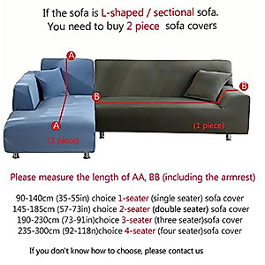 IMYOGI High Stretch Sofa Covers Plush High Stretch Sofa Cover L Shape Sectional Sofa Slipcovers Soft Washable Couch Covers Polyester Furniture Protector for Kids Pets -blue-1-4 Seater+4 Seater