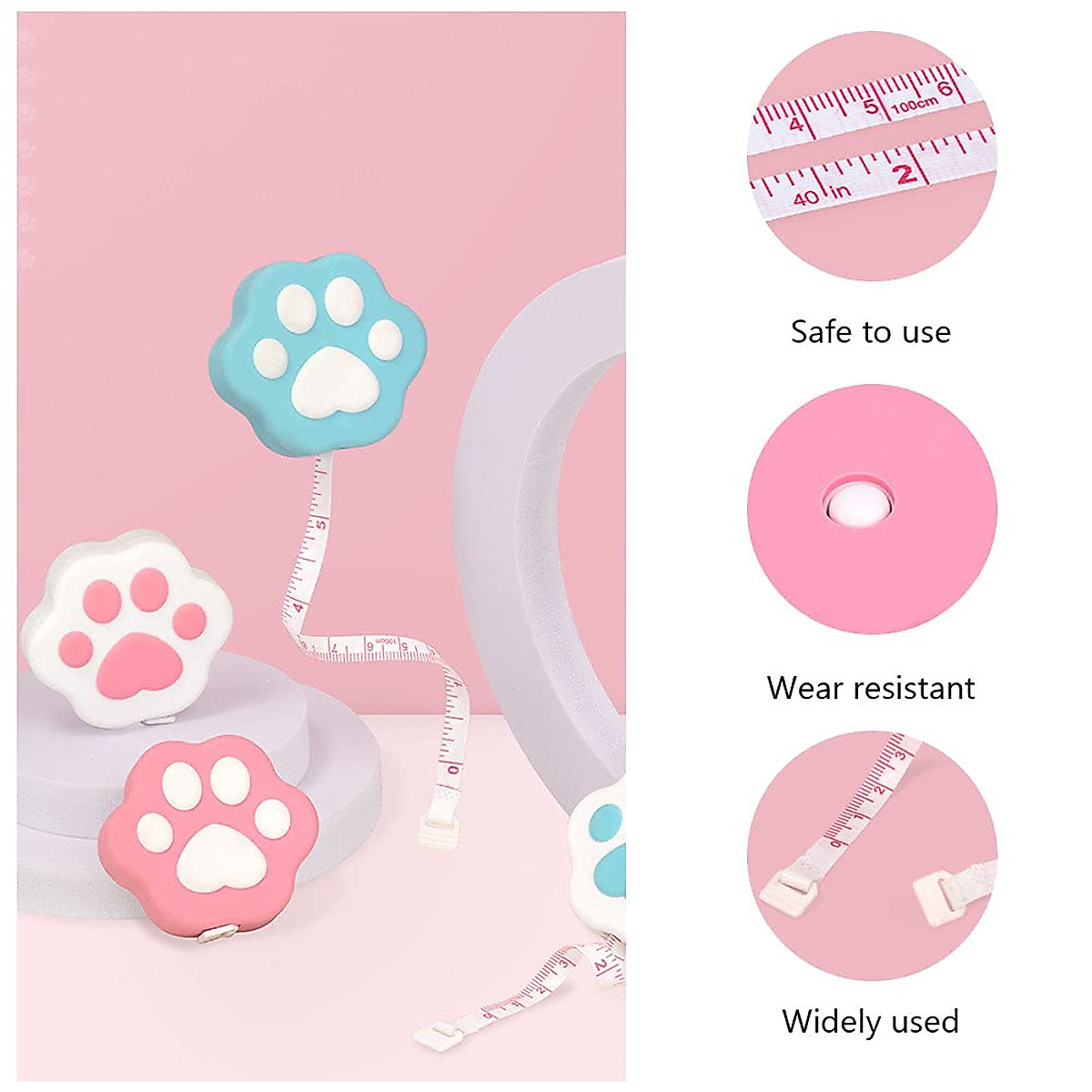 DOITOOL1pc Cartoon Cat Paw Modeling Tape Measure Portable Small Tape Measure Tool Practical Tools