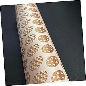 SHOWERORO Wooden Carved Embossed Rolling Pin Egg Pattern Baking Rolling Pins for Pasta Biscuit Dough Jelly Pancakes Pastries Pizza