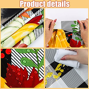 2 Pieces Fall Plaid Tablecloth Plastic Pumpkin Table Cover Black White Buffalo Checkered Tablecloth with Pumpkin Disposable Fall Table Cover for Dining Kitchen Thanksgiving Autumn Party, 54 x 108 Inch