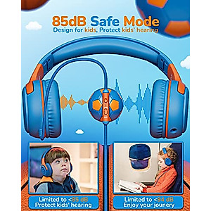 awatrue Kids Headphones Wired Toddler Headphones with Microphone, Over-Ear Headphones, 85/94dB Volume-Limiting, 3.5mm Jack, Foldable On-Ear Design - Safe & Comfortable for Learning & Entertainment
