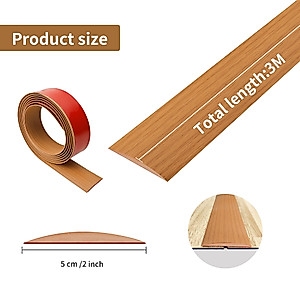 10 FT Flat Floor Transition Strip, 2" Wide Self Adhesive Vinyl Floor Edge Strip, Brown Wood Grain Transition Strip for Flooring