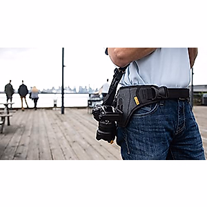 Cotton Carrier Slingbelt with Tether for One Camera. Camera Harness for Hiking and Traveling for Hands-Free Carrying