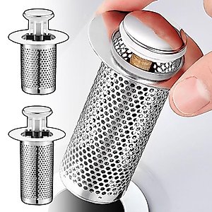 Stainless Steel Floor Drain Filter,Bathtub Sink Strainer,Rustproof Sink Strainer,Anti-Blocking Sink Filter,Bathroom Sink Strainer for Kitchen,Bathtub,Sink Water Pipe and Floor Drain(5 * 3.3cm)