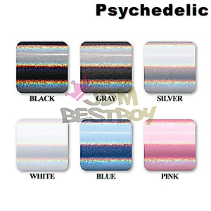 JDMBESTBOY 4"x8" Sample Psychedelic Black Gloss Metallic Rainbow Holographic Vinyl Wrap Sticker Film