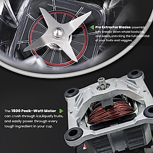 BlendTide Commercial Blenders 64oz for Kitchen: Quiet Professional Vacuum Blender for Smoothies & Shakes - 1500W High Power Blender with Sound Shield - Countertop Blenders Heavy-Duty, Black