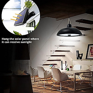 Aolyty Upgrade Solar Pendant Light with Double Head Shed Light 3 Working Modes Waterproof Solar Powered Hanging Lights with Remote Control Dimmable for Garden Yard Corridor Walkway Garage Driveway