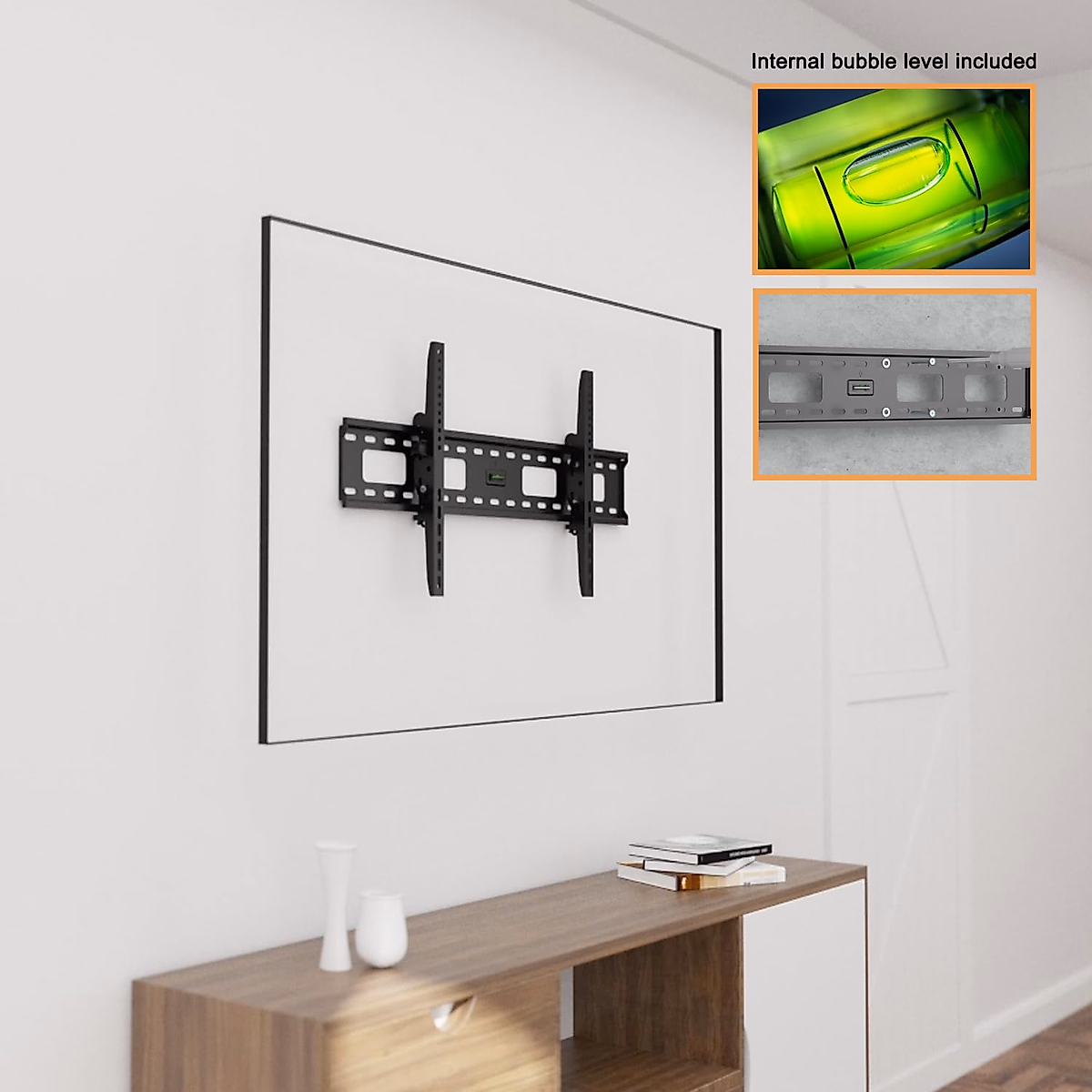 Ultra Slim Tilt TV Wall Mount Bracket for TCL - 55" Class 5-Series 4K UHD QLED Dolby Vision HDR Smart Roku TV - 55S555 - Low Profile 1.7" from Wall, 12° Tilt Angle, Easy Install