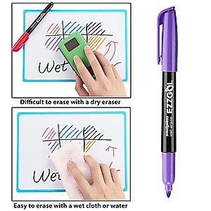 Wet Erase Markers, EZZGOL 12 Colors Bullet Tip Wine Glass Markers, Overhead Transparency Smudge-Free Markers For Dry Erase Whiteboards Schedule Glass and Any Kind of Wet Erase Surface, Wipe with Water