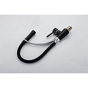 Kitchen Mixer Sink Faucet Brass Black with Chrome∕Nickel Torneira Tap Kitchen Faucets Hot Cold Deck Mounted Bath Mixer Tap with Aerator Single Handle,Red (Color : Black with Chrome)