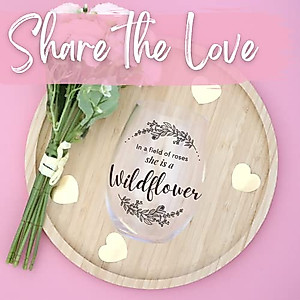 Celebrimo She Is A Wildflower Wine Glass as Mindfulness Meditation Gifts for Women - Thoughtful Bestfriend Gifts - Spiritual, Inspirational, Motivational Gifts for Women - Sister Wine Glass 15oz