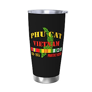 Biaomn Phu Cat Vietnam Veteran Stainless Steel Tumbler Vacuum Insulated Travel Tumbler With Lid Coffee Mug Car Cup For Home Office Outdoor 20oz