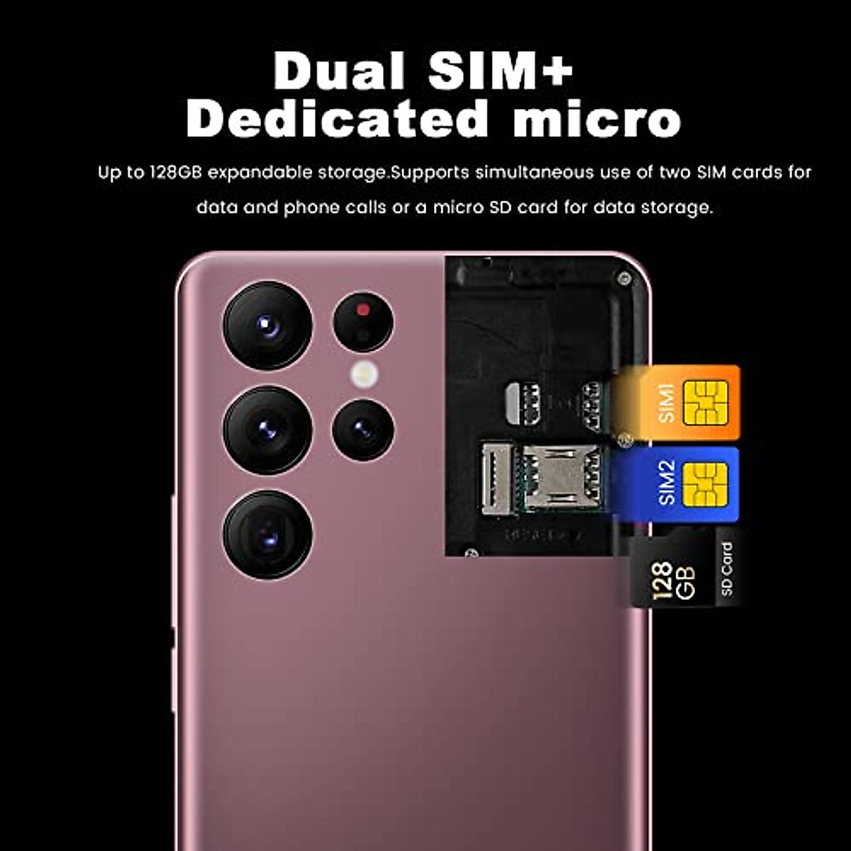 Unlocked Cell Phones, S22 Ultra 5G Android Smart Phone HD Full Screen Phone, 2+16GB RAM 6.53inch Touch Screen Dual SIM Mobile Cell Phone, Best for Father Childrens (White)